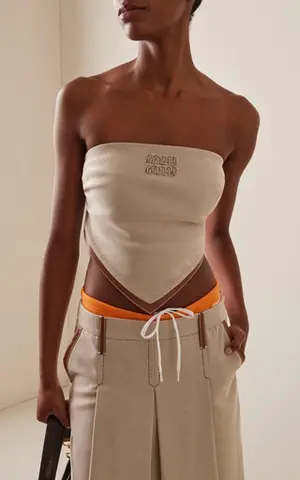 Miu Miu Strapless Canvas Crop Top