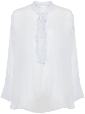 FORTE_FORTE Ruffled Long-sleeve Blouse - Blue