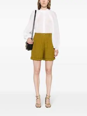 FORTE_FORTE High-waisted Linen Thigh-length Shorts