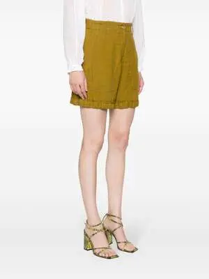 FORTE_FORTE High-waisted Linen Thigh-length Shorts