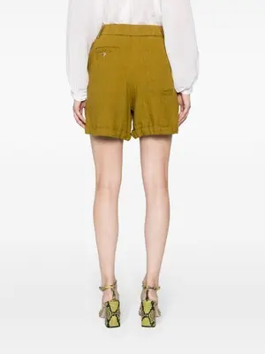 FORTE_FORTE High-waisted Linen Thigh-length Shorts