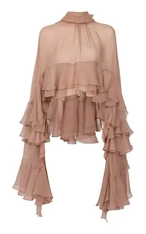 CHLOÃ© Ruffled Organic Silk Blouse