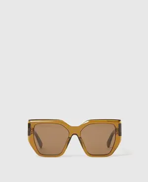 Stella McCartney Chunky Square Cat-eye Sunglasses - Khaki Green