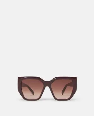Stella McCartney Chunky Square Cat-eye Sunglasses - Translucent Dark Chocolate And Gold