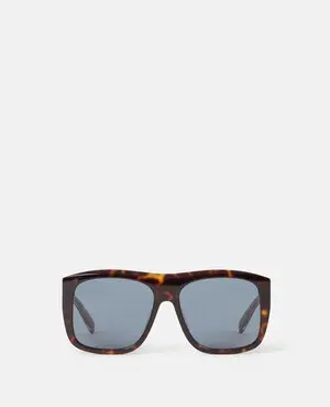 Stella McCartney Straight-edge Square Sunglasses - Glossy Dark Havana