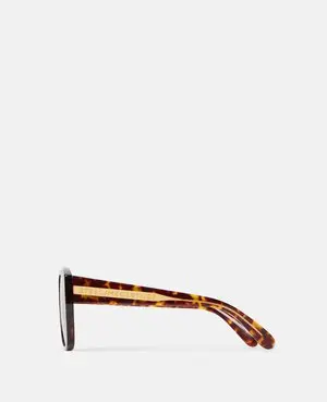 Stella McCartney Straight-edge Square Sunglasses - Glossy Dark Havana