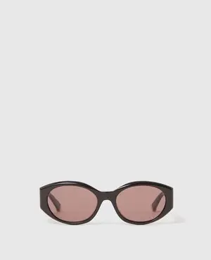 Stella McCartney Logo Oval Sunglasses - Chocolate Brown