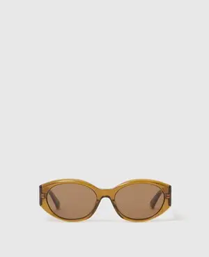 Stella McCartney Logo Oval Sunglasses - Khaki Green