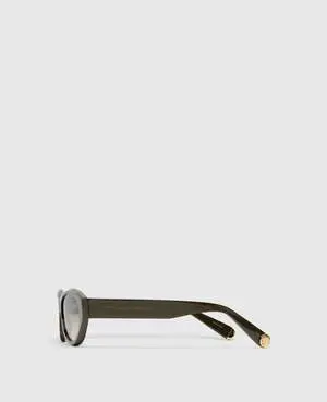 Stella McCartney Logo Oval Sunglasses - Olive