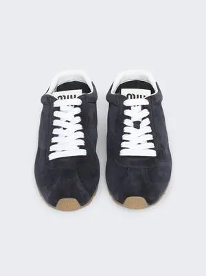 Miu Miu Plume Suede Sneakers - Blue