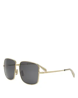 Celine Rhinestone Triomphe Square Sunglasses - Gold/gray Solid