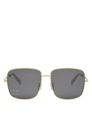 Celine Rhinestone Triomphe Square Sunglasses - Gold/gray Solid