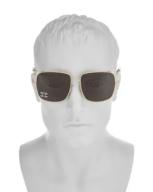 Celine Rhinestone Triomphe Square Sunglasses - Gold/gray Solid