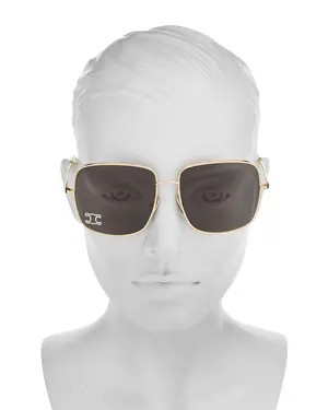 Celine Rhinestone Triomphe Square Sunglasses - Gold/gray Solid