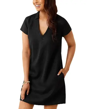 Tommy Bahama Two Palms Short Sleeve Collared Dress - Black