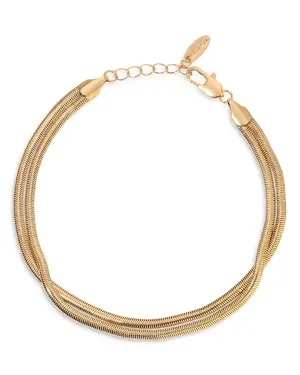 Ettika Slinky Snake Double Chain Anklet - Gold