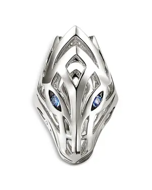 John Hardy Sterling Silver Naga Dragon Ring - Blue/silver