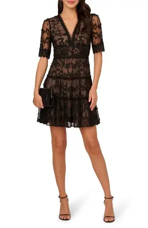 Adrianna Papell Embroidered Lace Minidress