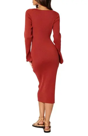 PETAL & PUP Skylee Long Sleeve Rib Maxi Dress