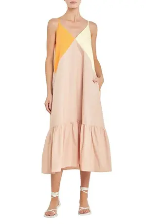 English Factory Colorblock Maxi Dress - Orange Multi
