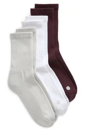 Zella Zella 3-Pack Crew Socks Burgundy Fudge