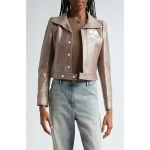 COURREGES Reedition Check Coated Jacket - Brown/white
