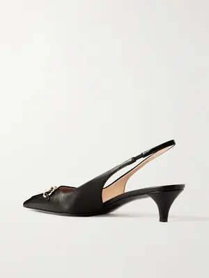 Gucci Erin Horsebit-detailed Leather Slingback Pumps