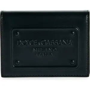 Dolce & Gabbana Logo Plaque Leather Card Holder - Nero
