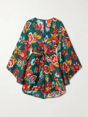 La DoubleJ Magnifico Floral-print Silk-twill Mini Dress - Multi