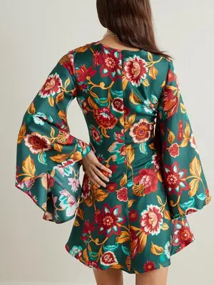 La DoubleJ Magnifico Floral-print Silk-twill Mini Dress - Multi