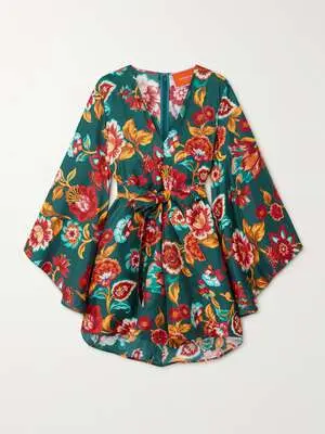 La DoubleJ Magnifico Floral-print Silk-twill Mini Dress - Multi