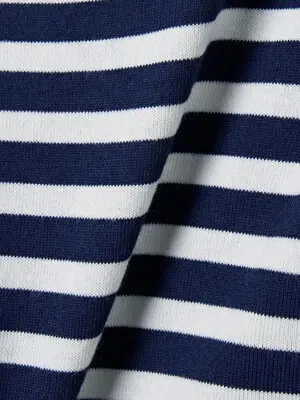 Denimist Cropped Striped Stretch-knit Sweater - Blue