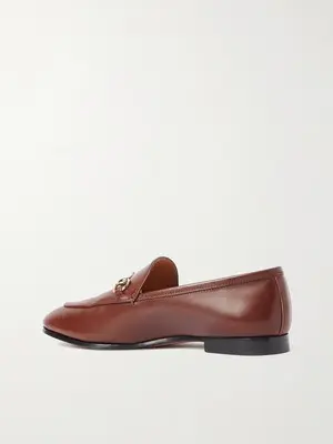 Gucci Jordaan Leather Loafers With Horsebit Detail - Brown