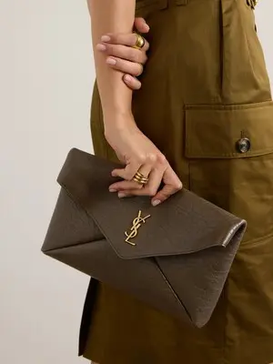 Saint Laurent Cassandre Large Clutch - Green