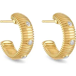 PAMELA ZAMORE Clio Small Diamond Hoop Earrings - Gold