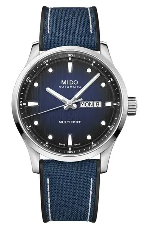MIDO Multifort Automatic Fabric & Rubber Strap Watch - Blue Gradient