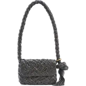 Bottega Veneta Kalimero Intrecciato Leather Shoulder Bag - Black/brass