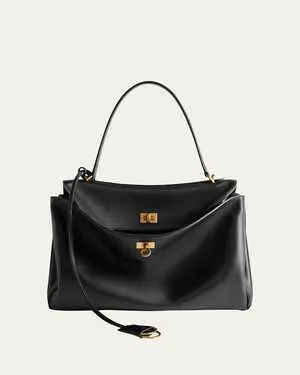 Balenciaga Rodeo Medium Leather Top-handle Bag - Black