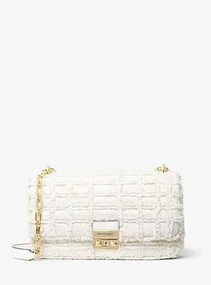 Michael Kors Tribeca Large Frayed Denim Shoulder Bag