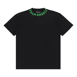 Palm Angels Seasonal Logo Tee /green Fluorescent - Black