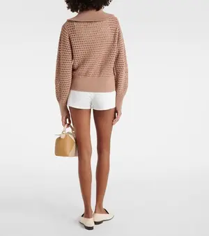 Varley Eloise Open-knit Cotton Zip-up Sweater - Neutrals