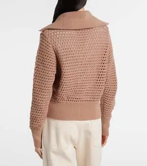 Varley Eloise Open-knit Cotton Zip-up Sweater - Neutrals