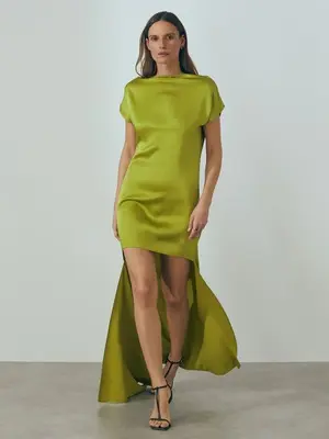 ATELIER Eloise Italian Satin High-low Mini Dress