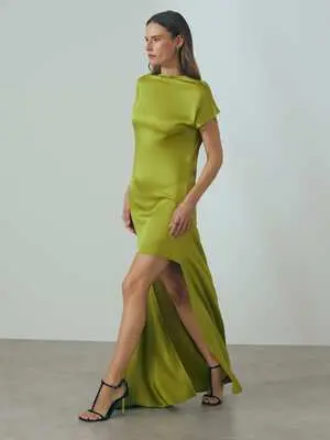 ATELIER Eloise Italian Satin High-low Mini Dress