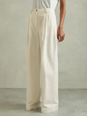 REISS Astrid Wide Leg Trousers - White