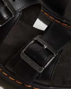 Dr. Martens Josef Analine Leather Buckle Slides - Black