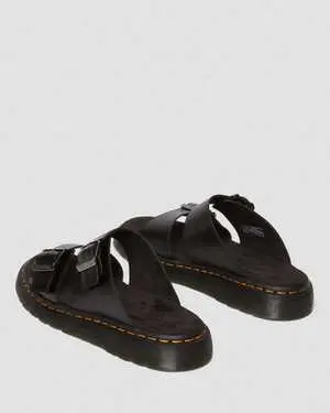 Dr. Martens Josef Analine Leather Buckle Slides - Black