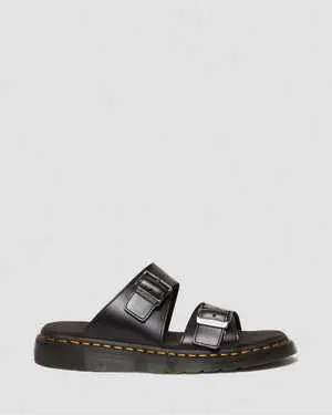 Dr. Martens Josef Analine Leather Buckle Slides - Black