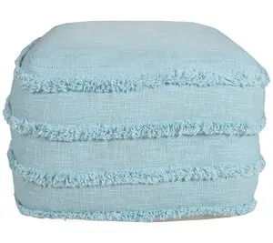 OX BAY TRADING CO. Ox Bay Striped Solid Woven Cotton Pouf Ottoman