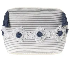 OX BAY TRADING CO. Ox Bay Striped Diamond Woven Cotton Pouf Ottoma N - One-color